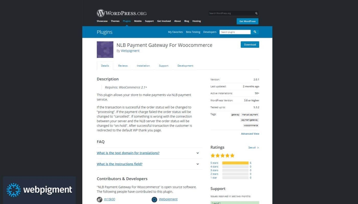 A plugin revelation NLB Payment Gateway For Woocommerce - WebPigment